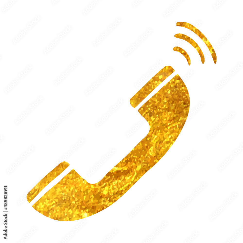Hand drawn gold foil texture icon Landline telephone Stock Vector ...