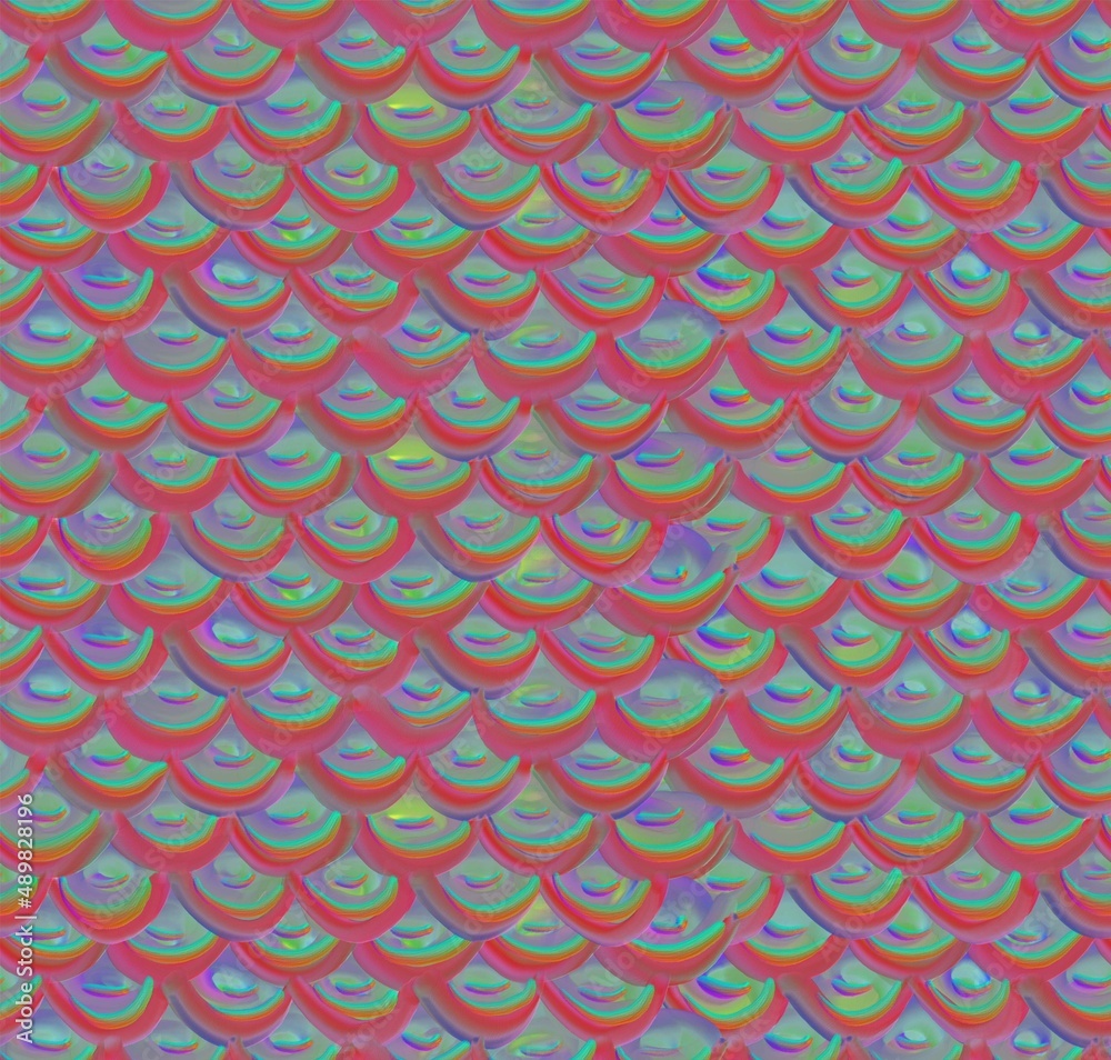 Seamless pattern. Red scales of a fish or a mermaid. With a mother-of ...
