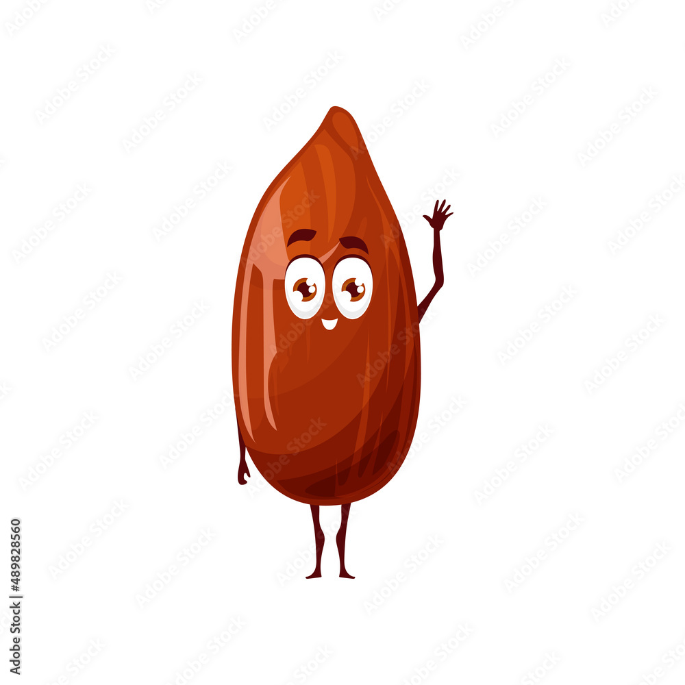 Cartoon peanut character with face, groundnut or nut food vector ...