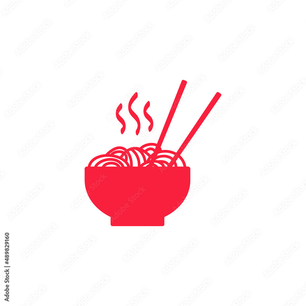 Wok noodle plate and chopsticks icon. EPS-10. Vector illustration for ...
