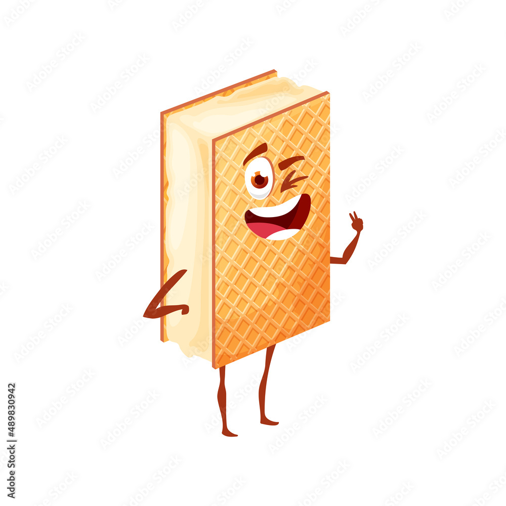 Kawaii sandwich ice cream isolated funny cartoon character. Vector ...