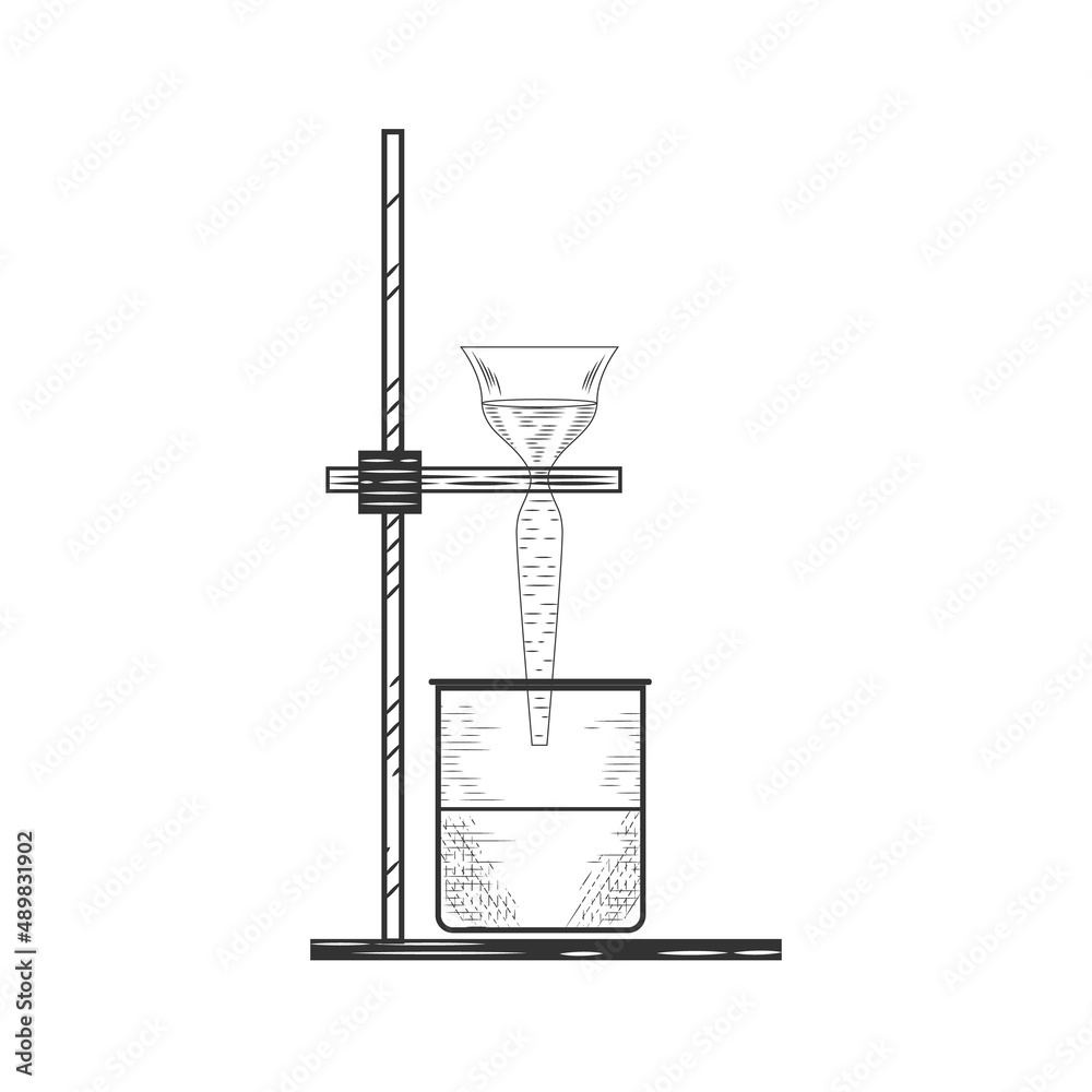Sketch of a physics or chemical laboratory experiment and equipment ...