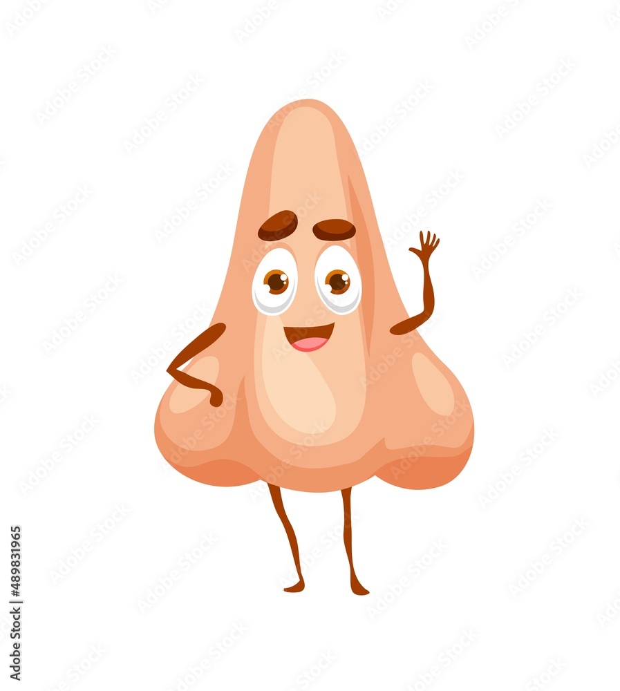 Human funny cartoon nose character. Vector cute personage, part of face ...