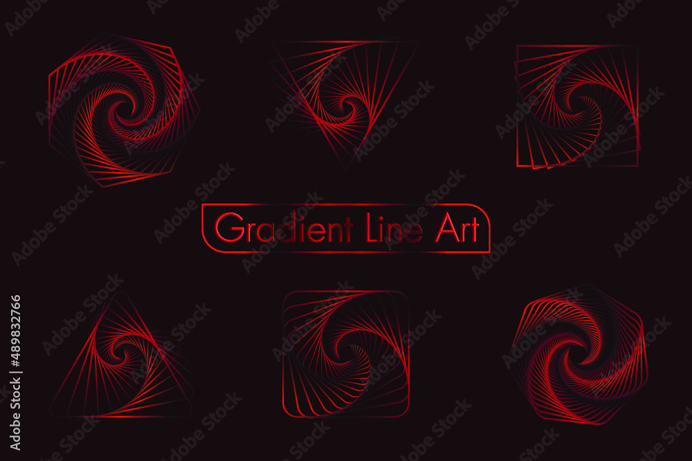 Set of spirals gardient line art, Design elements, line abstract ...