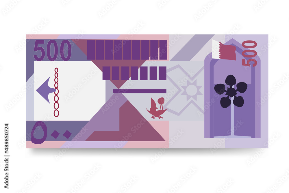 Qatari Rial Vector Illustration. Qatar money set bundle banknotes ...