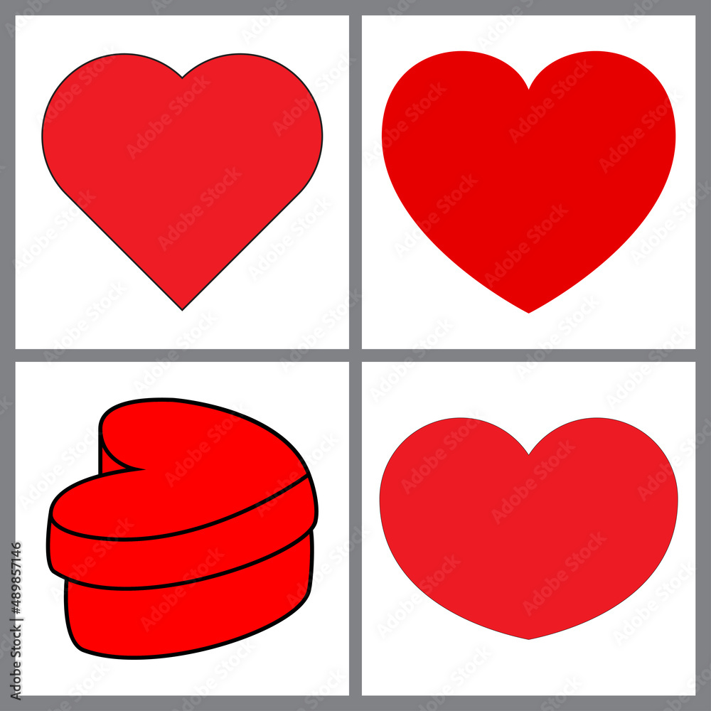 heart shape for love symbols vector cartoon set illustration isolated ...