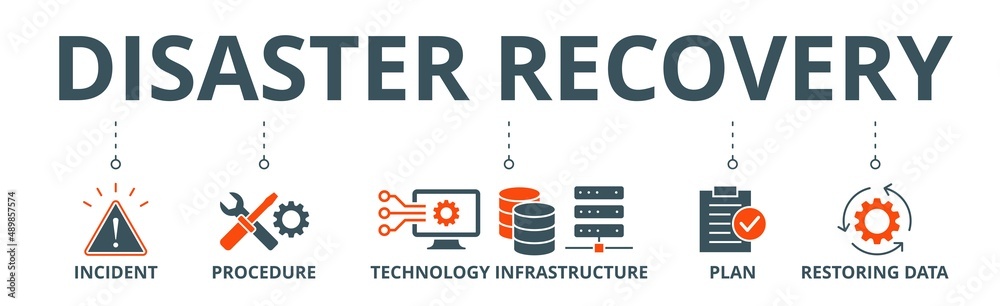 Disaster recovery banner web icon vector illustration concept for ...