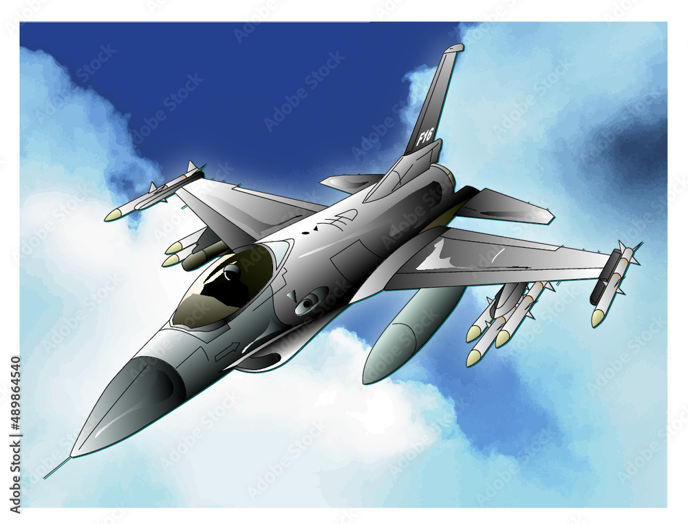 American single seat single jet engine fighter aircraft "F-16, Fighting ...