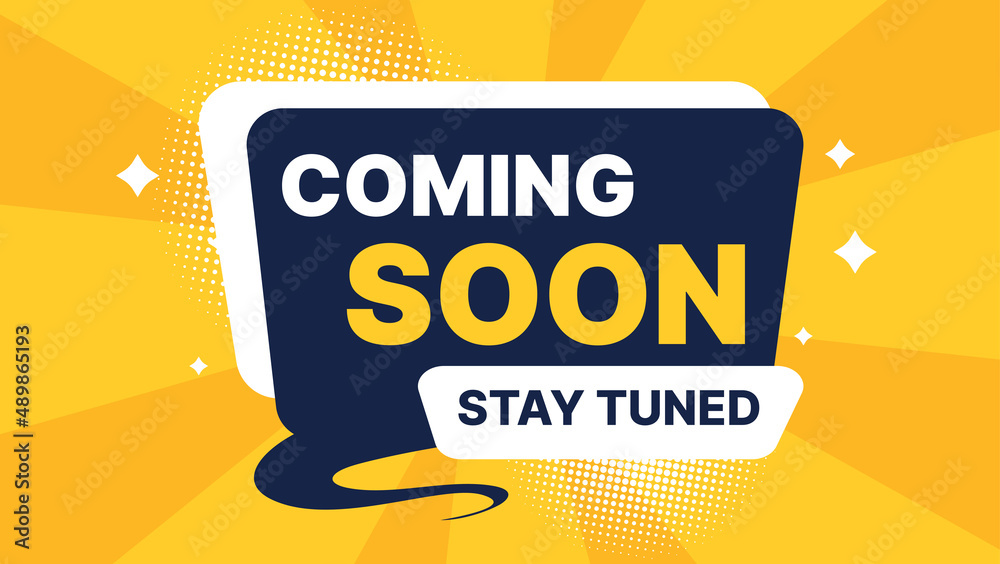 coming soon banner or poster with cartoon background.vector ...
