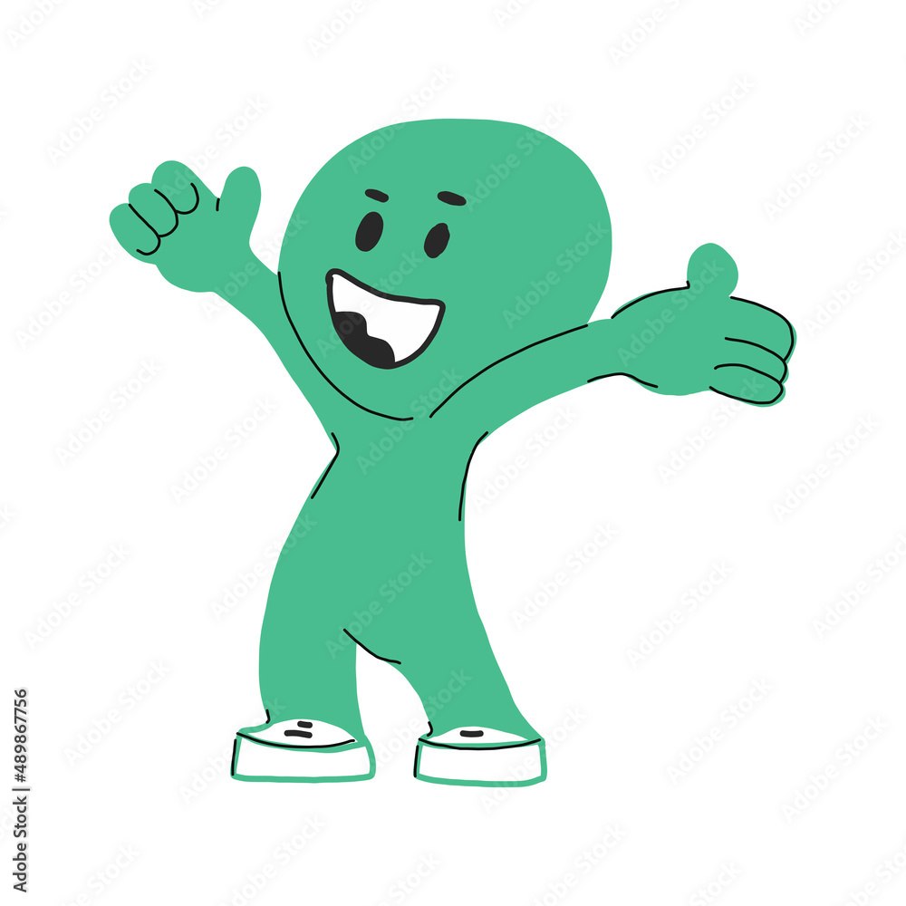 Cute smiling eco character is happy.Vector illustration with a flat ...