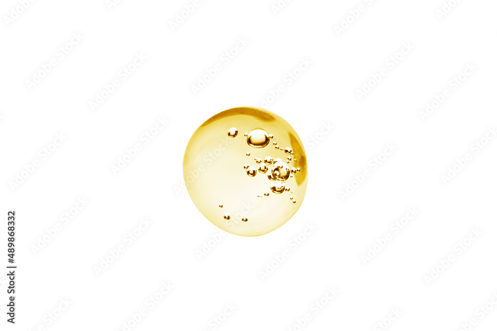 Drop of cosmetic cream, serum with transparent gel texture with micro ...