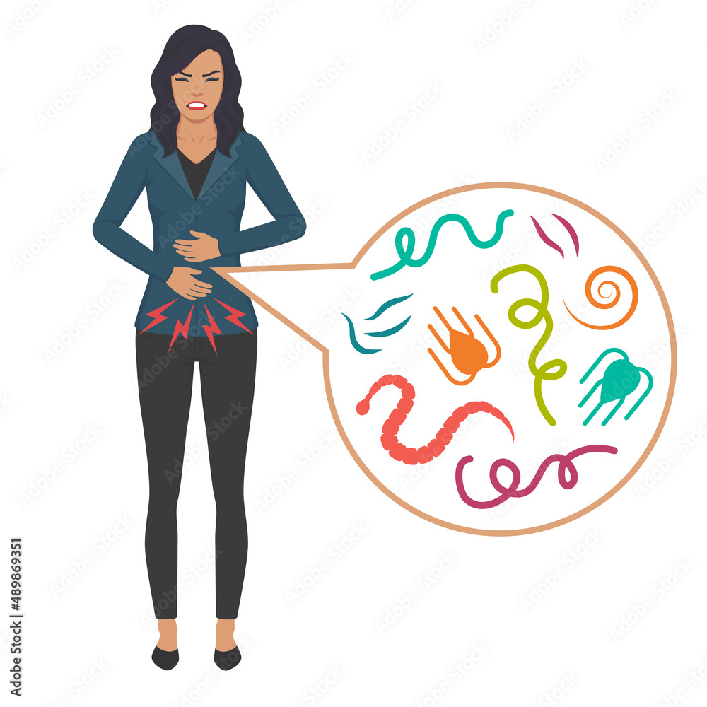Vector Illustration of a Human Intestinal Parasites, worm disease Stock ...