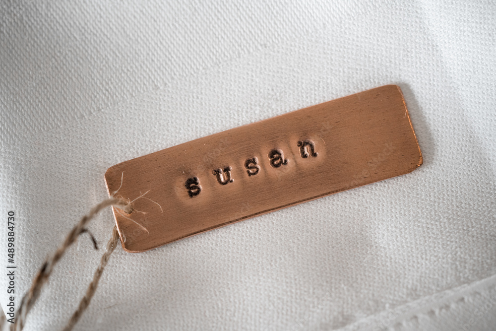 First name Susan identity engraved name dog tag copper metal name plate ...