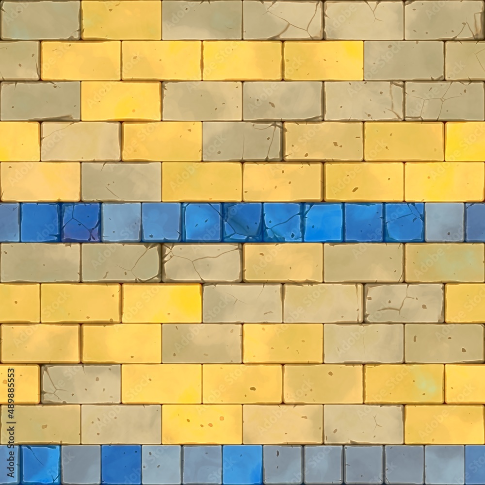 Cartoon cracked floor tiles. Ground wall tiles background, ancient old ...
