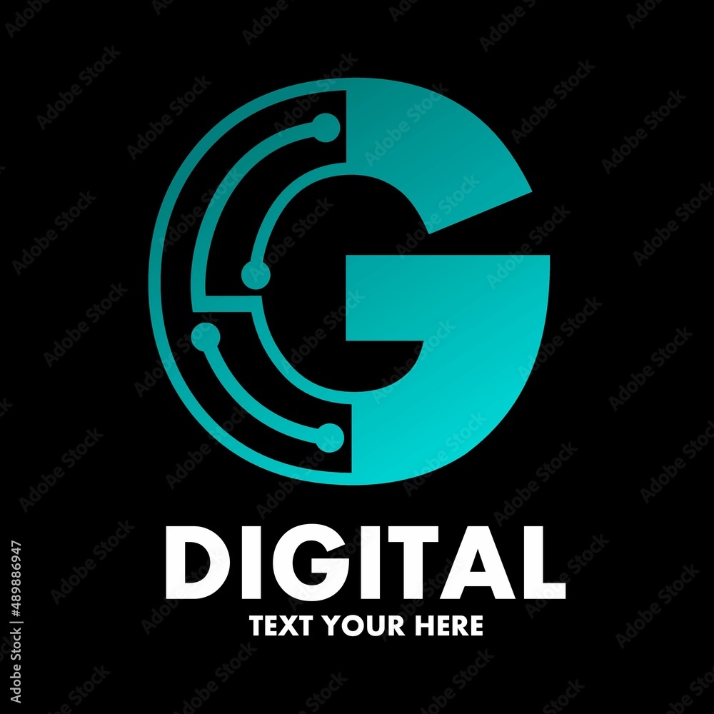 Stockvektorbilden Letter G technology logo. Font digital vector design ...