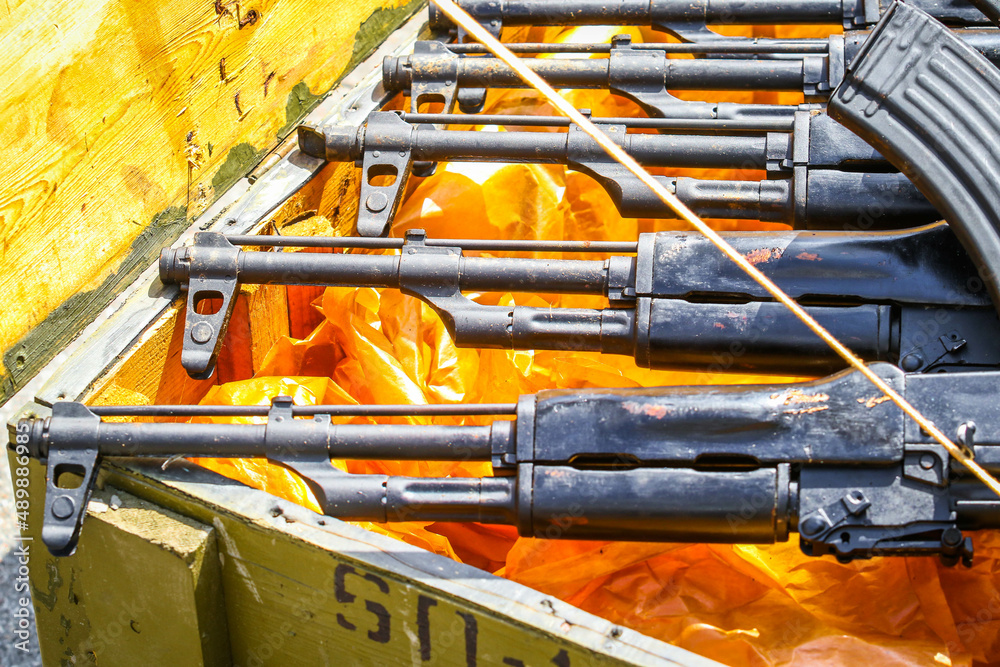 Submachine guns of Russian production AK-47 in the Ukrainian army Stock ...