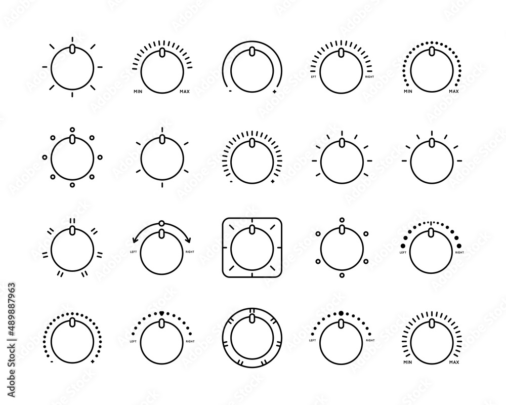 Icon Adjustment Knob. Heat-Cold, Left-Right, Power, Switching, Mode ...