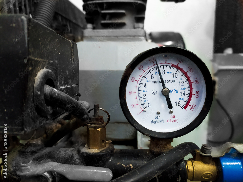 Pressure Gauge Measurement air Compressor. Stock Photo | Adobe Stock