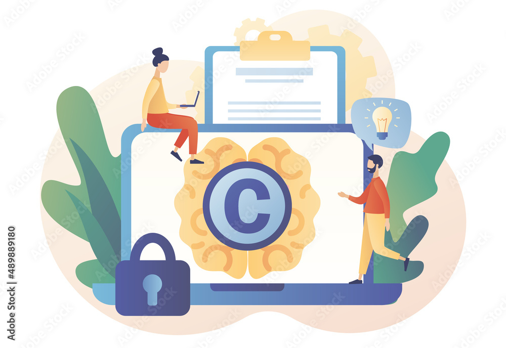 Intellectual property. Copyright. Tiny authors protecting idea's legal ...