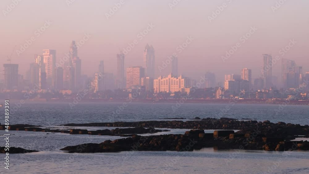 Real time wide angle view of Mumbai City Skyline as seen from famous ...
