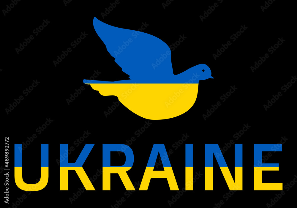 Flying dove symbolizing free Ukraine country. The concept is a ...