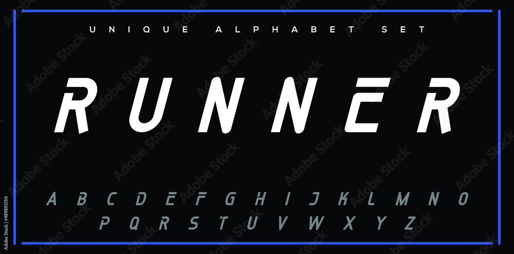 RUNNER, an Abstract minimal tech futuristic alphabet letter font ...