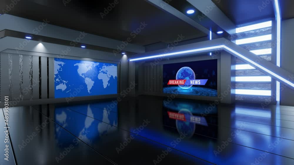 News Studio, Backdrop For TV Shows .TV On Wall.3D Virtual News Studio ...