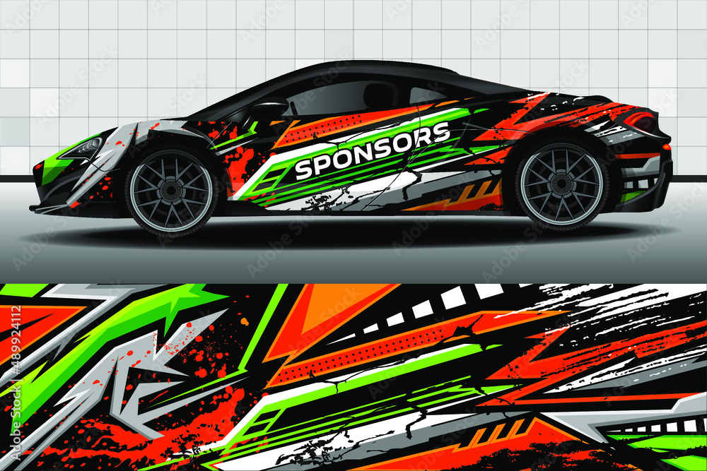 Racing car packaging design vector. Design of car stickers. Abstract ...
