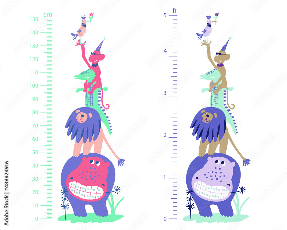 Vector stadiometer for kids. Meter wall or height chart centimeter and ...