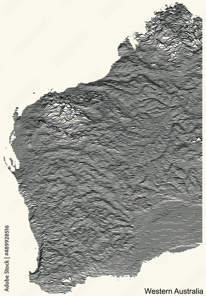 Topographic relief map of the Australian state of WESTERN AUSTRALIA ...
