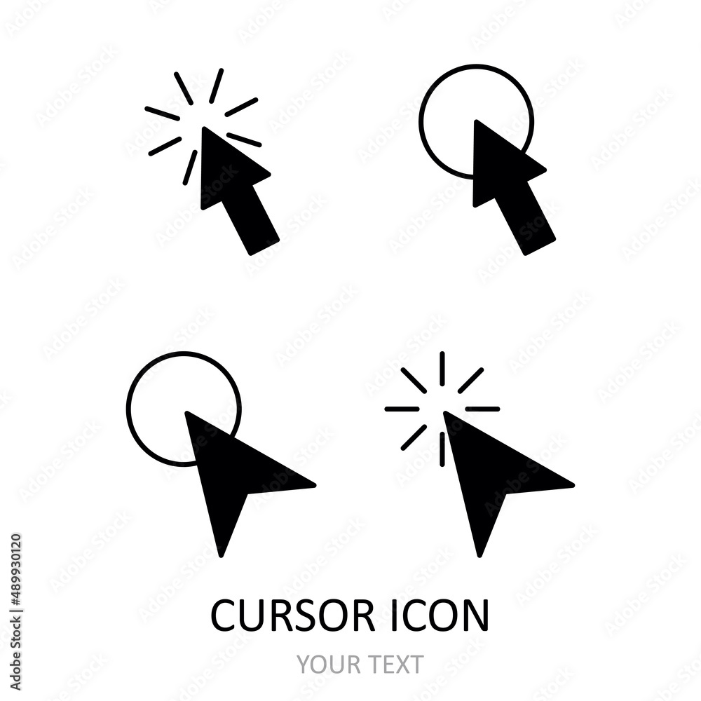 Vector illustration with cursor icons. Outline drawing. Stock Vector ...