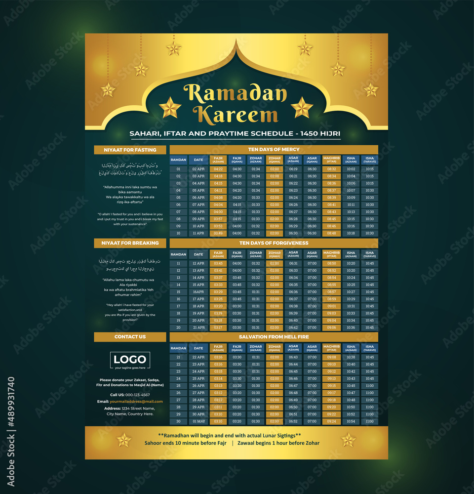 Vetor do Stock: Ramadan Kareem Fasting and Prayer time Guide. Ramadan ...