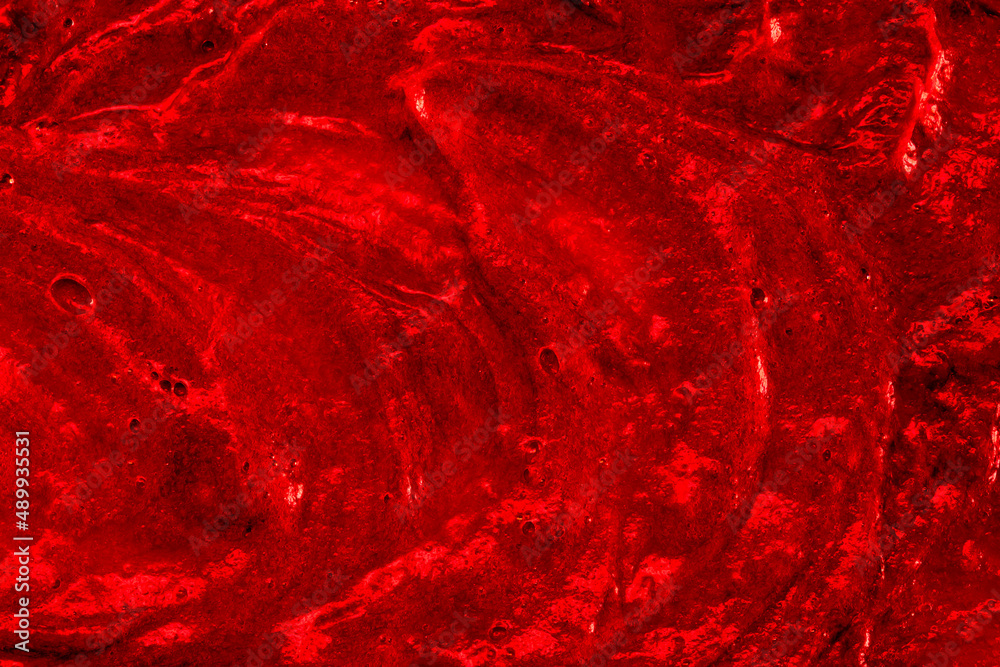 Smears of liquid red gel texture background. Lubricate with a pearly ...