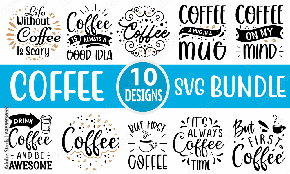 Coffee SVG Cut File Bundle Stock Vector | Adobe Stock