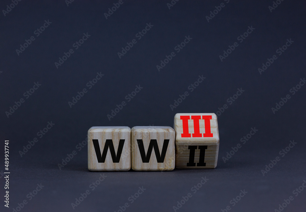 WW3 world war 3 symbol. Turned the wooden cube and changed the concept ...