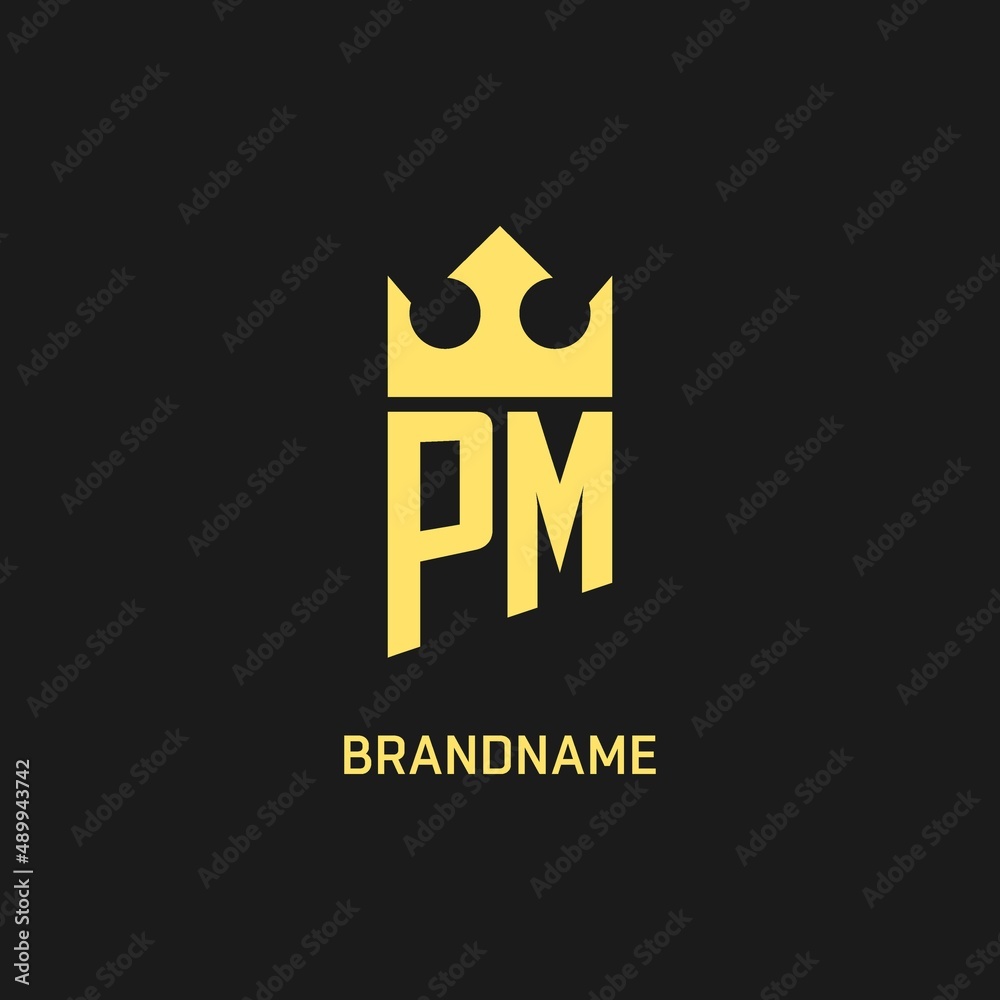 Monogram PM logo shield crown shape, elegant and luxury initial logo ...