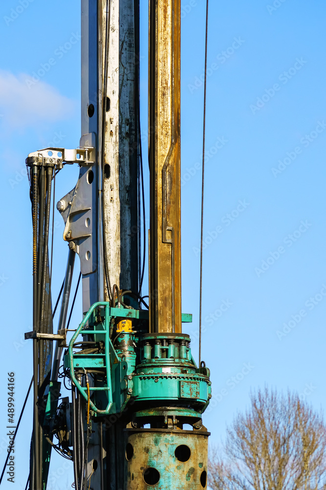 Mechanism for installing piles in the ground Stock Photo | Adobe Stock