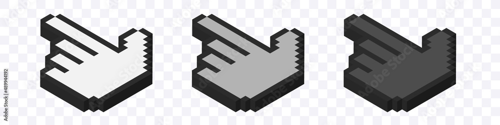 3d Computer Mouse click cursor. Mouse pointers set. Black vector icons ...