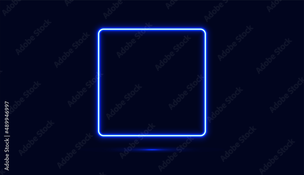 Blue neon square frame isolated on dark background. Vector illustration ...
