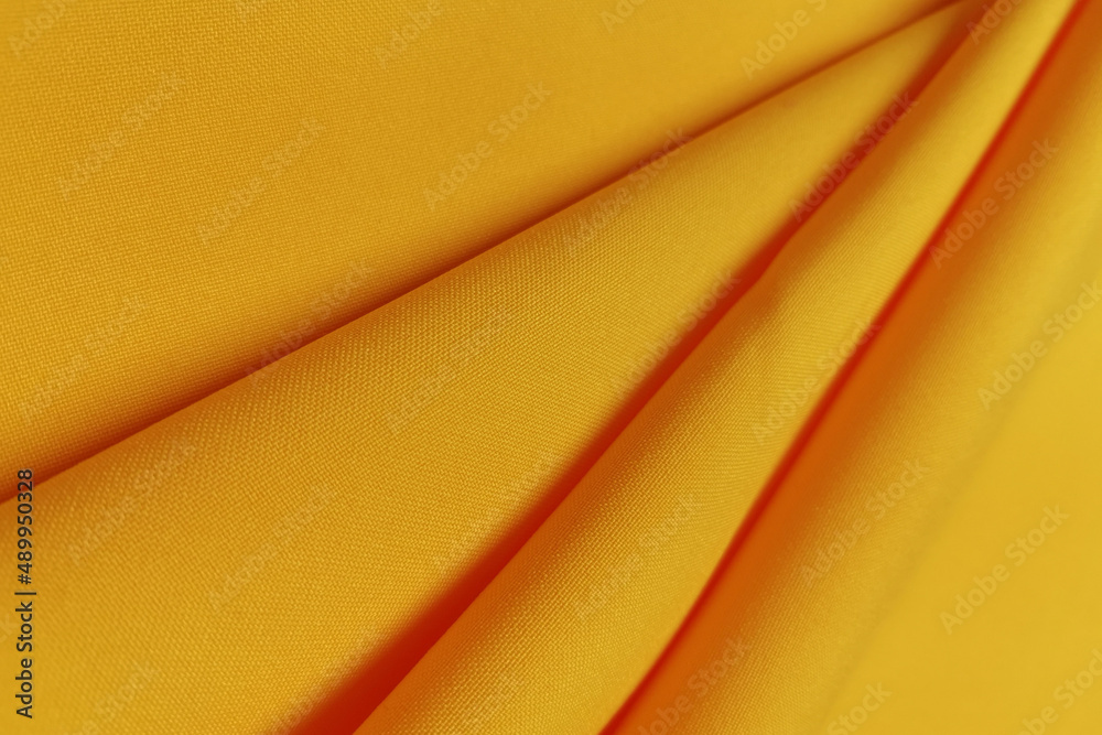 Yellow crumpled or wavy fabric texture background. Abstract linen cloth ...