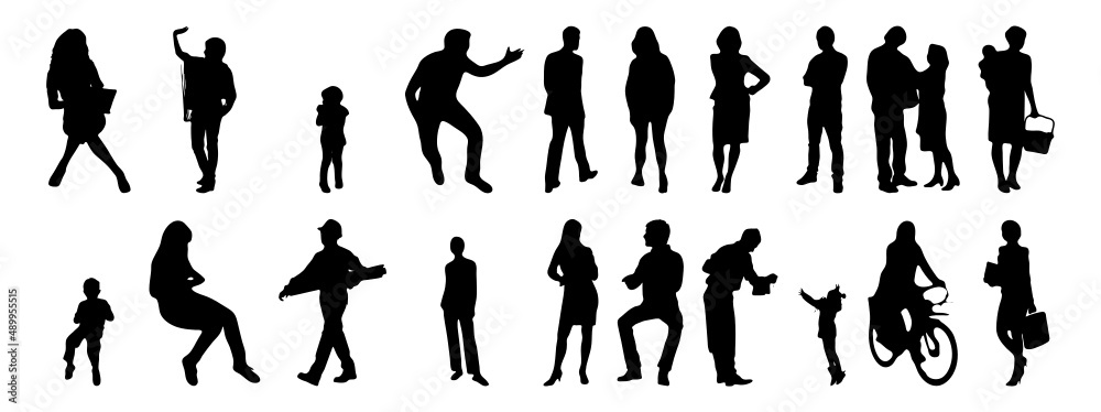 Vector silhouettes, Outline silhouettes of people, Contour drawing ...