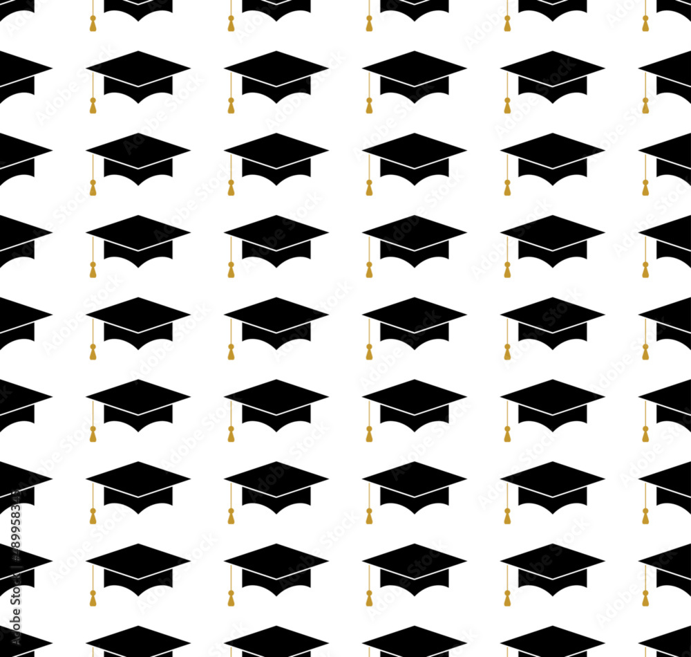 Graduation cap pattern. Graduation seamless pattern. Mortar cap pattern ...