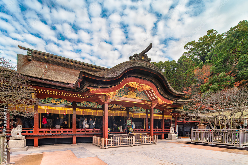 kyushu, fukuoka - december 07 2019: Shintoist main hall called honden ...