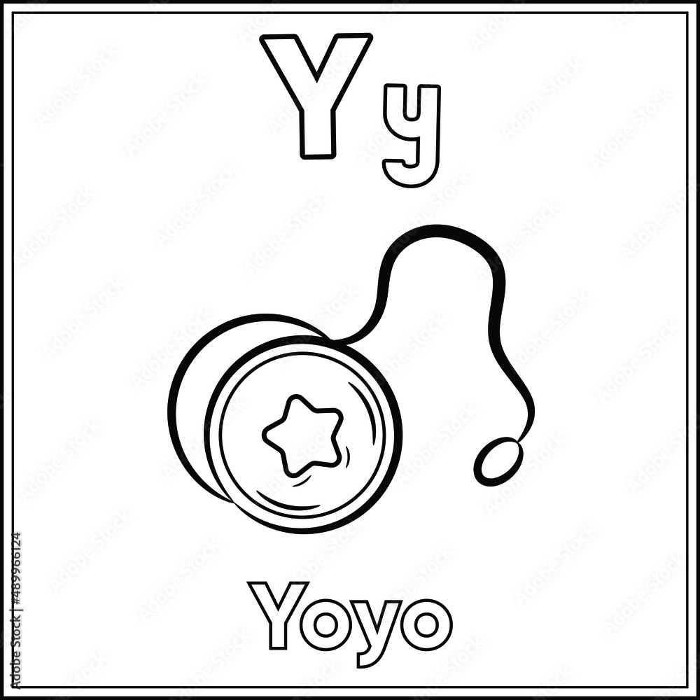Alphabet flashcard letter Y learning with cute yoyo drawing sketch for ...