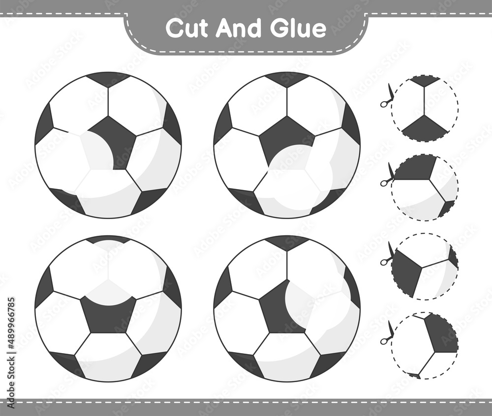 Cut and glue, cut parts of Soccer Ball and glue them. Educational ...