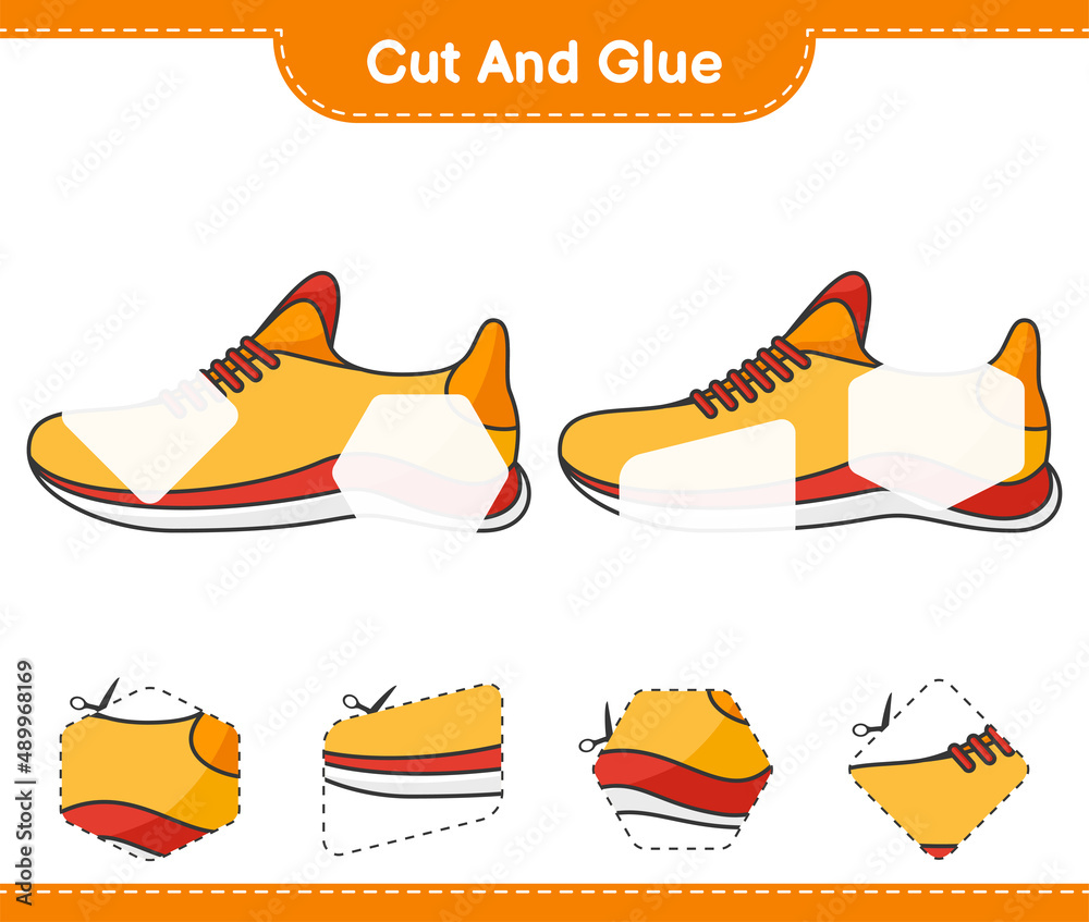 Cut and glue, cut parts of Running Shoes and glue them. Educational ...