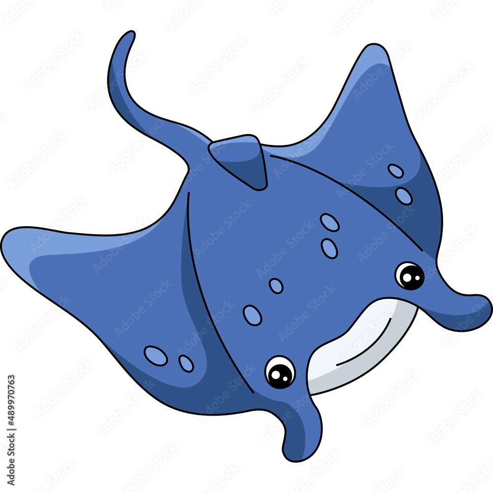 Manta Ray Cartoon Colored Clipart Illustration Stock Vector | Adobe Stock