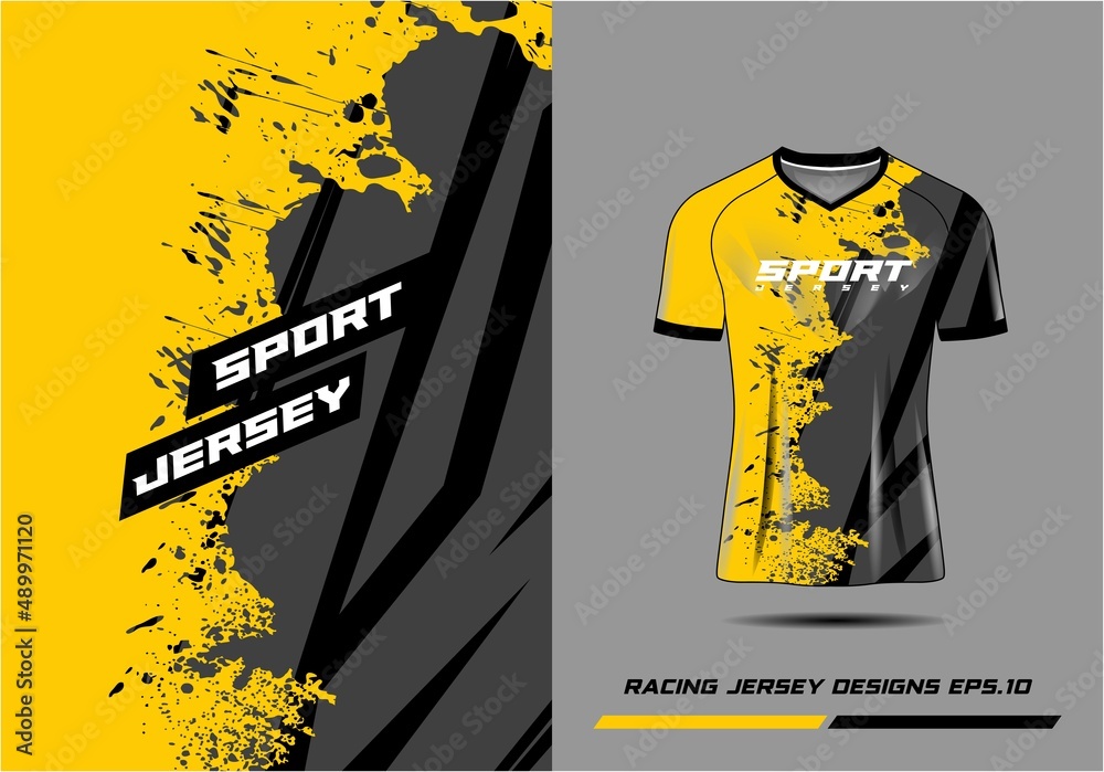 Tshirt sports yellow gray paint splash design for racing jersey cycling ...