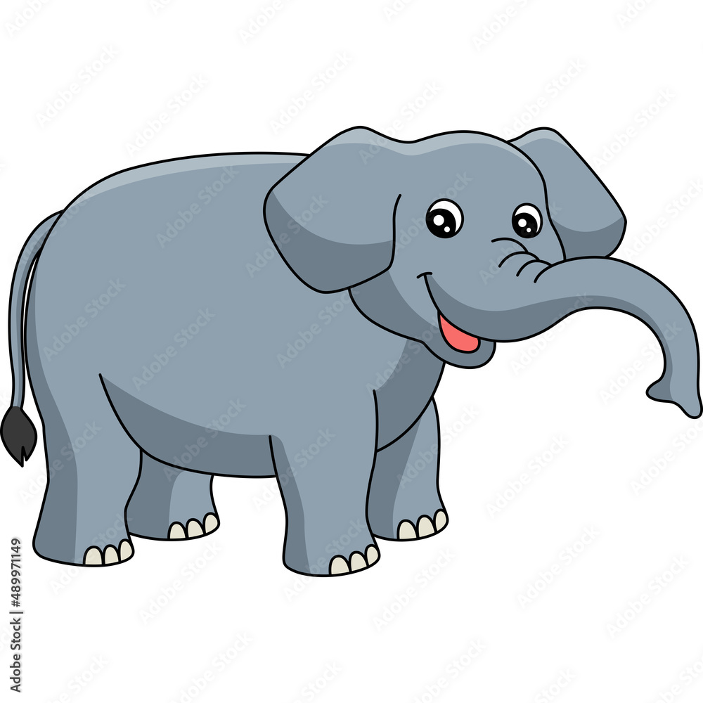 Elephant Cartoon Colored Clipart Illustration Stock Vector | Adobe Stock