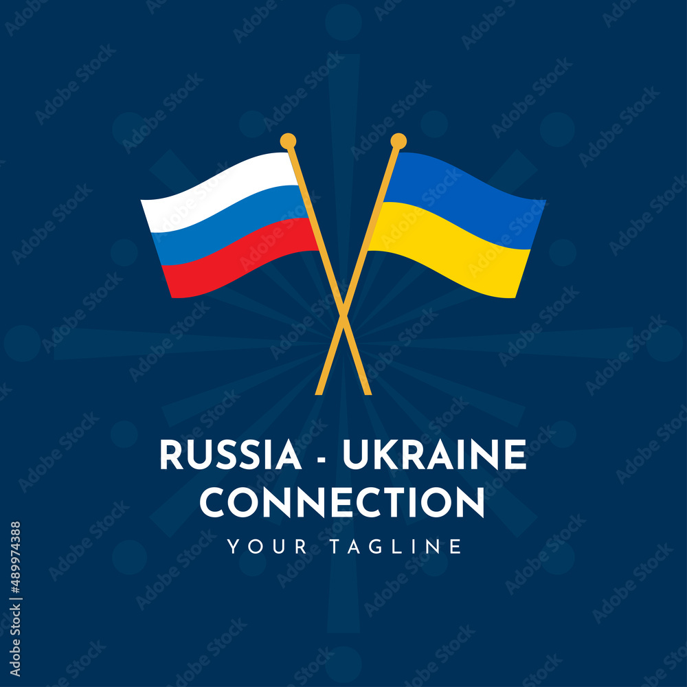 Russia dan Ukraine flag connection template design Stock Vector | Adobe ...